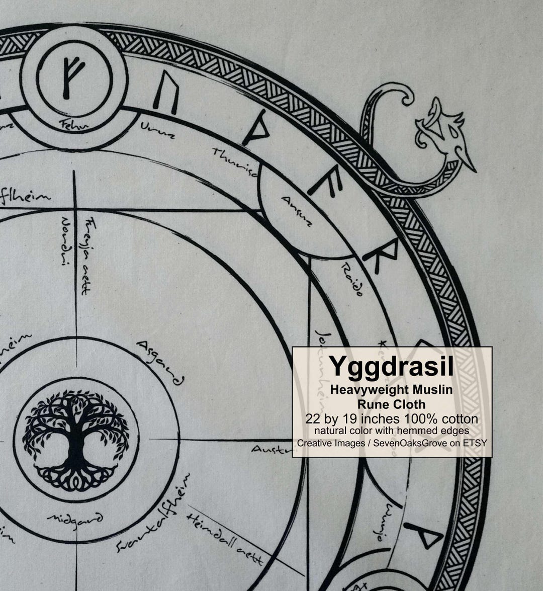Yggdrasil Rune Cloth - Etsy UK