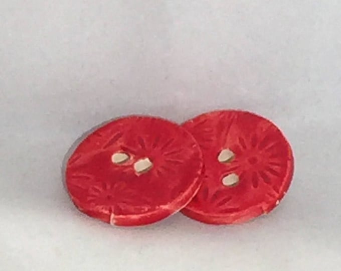 7/8" & 13/16" Red Flower Textured Ceramic Buttons - Ceramic Buttons ...