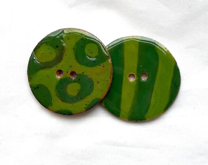 1 1/4" Green Round Buttons - Ceramic Buttons - Round Buttons - Green ...