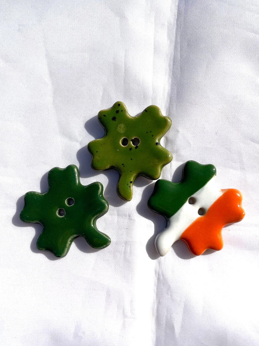 Ceramic Buttons - 4 Leaf Clover Buttons - St. Patty's Day Buttons ...