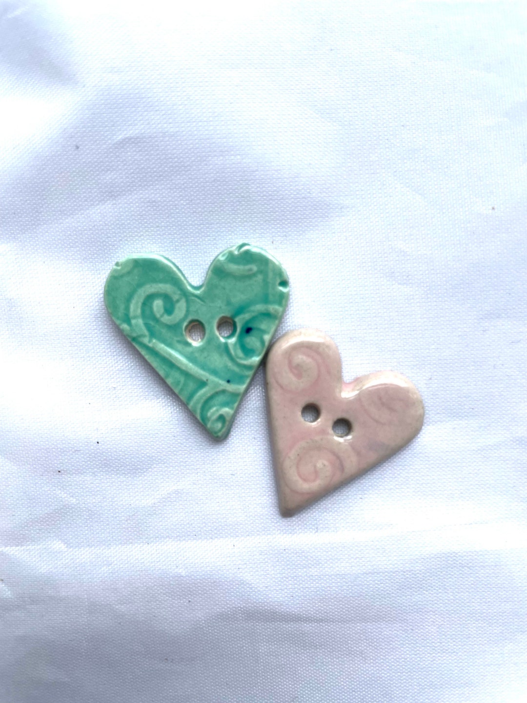 15/16 Twirl Jade Heart Buttons - Mini 'tine's Day Buttons - Ceramic ...