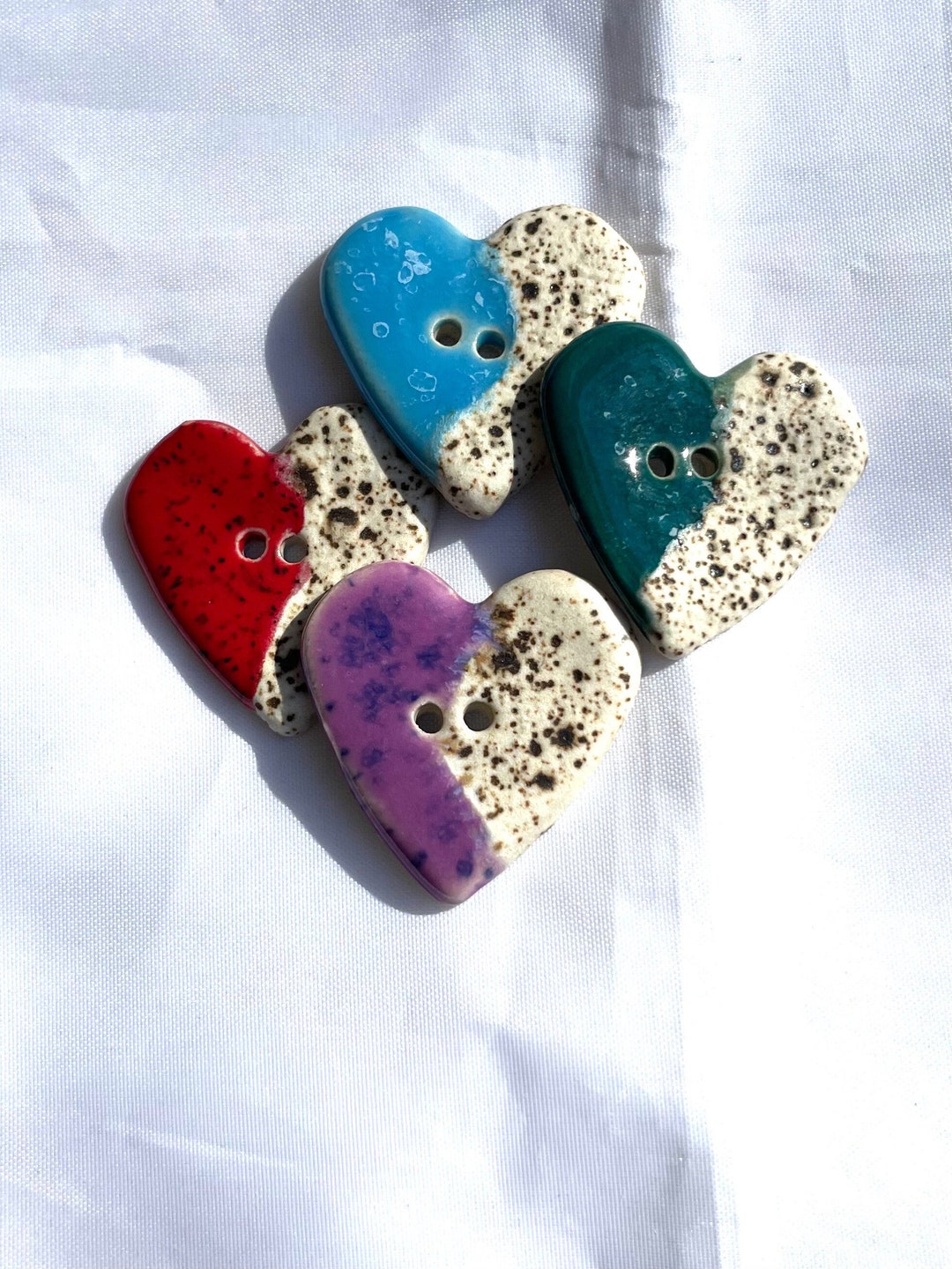 1 3/16" Speckled Purple Heart Buttons - Ceramic Buttons - Heart Buttons ...