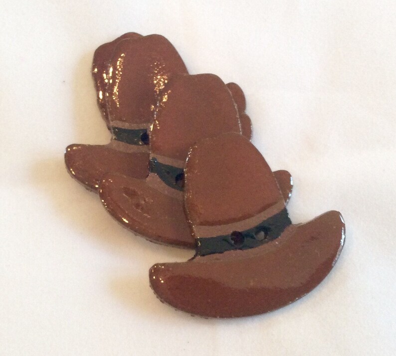Cowboy Hat Buttons With Regular Button Holes Ceramic Buttons - Etsy