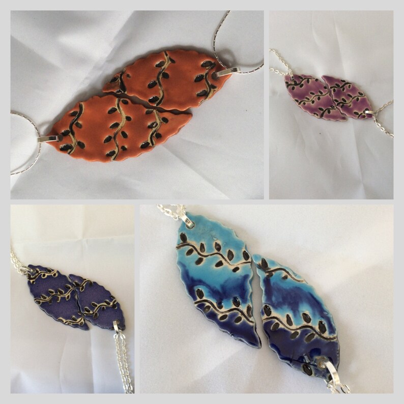 Blue Twist Ceramic Leaf Pendants With Vine Texture in Black - Etsy