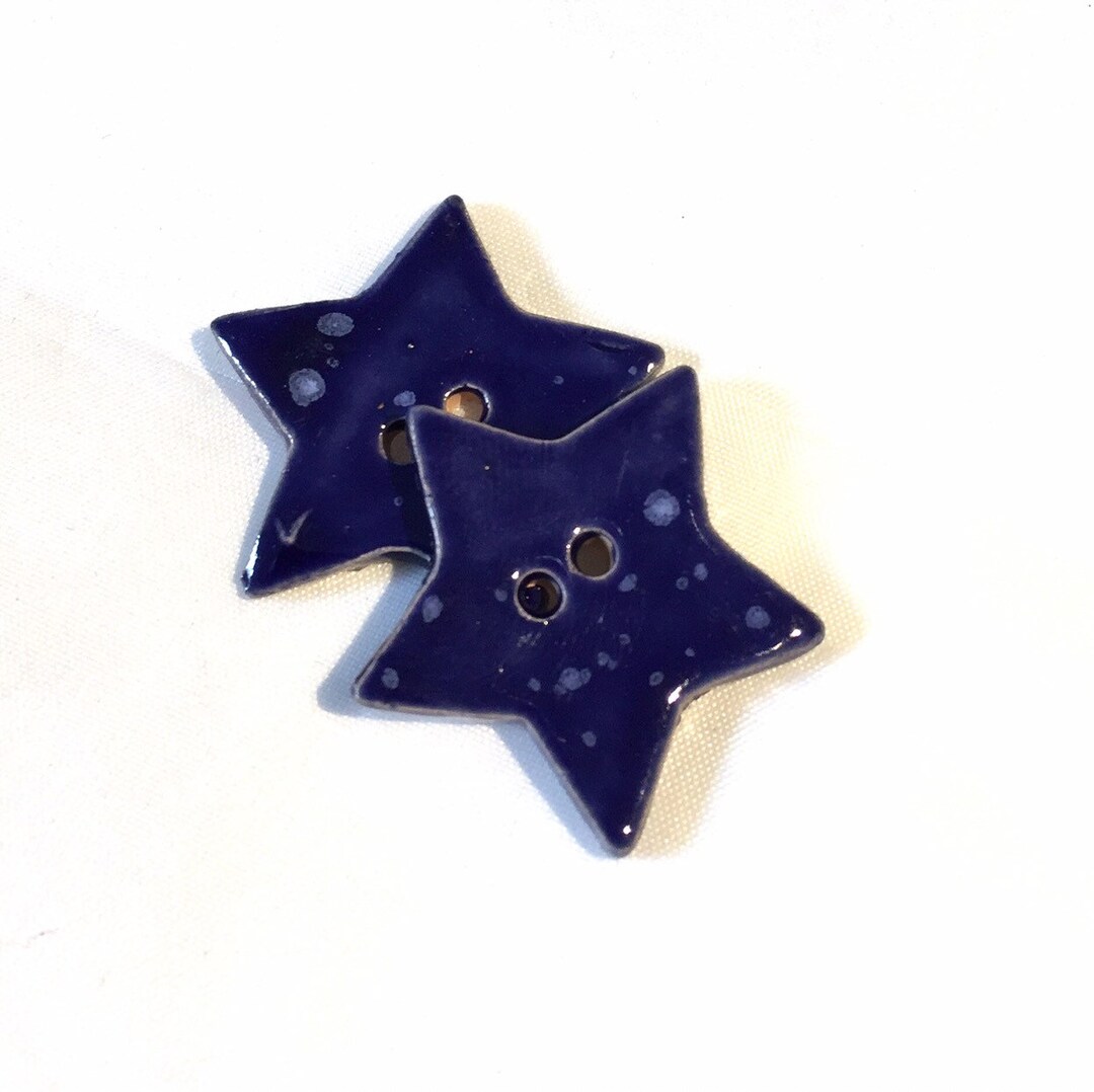 1 Speckled Blue Star Buttons Ceramic Buttons - Etsy