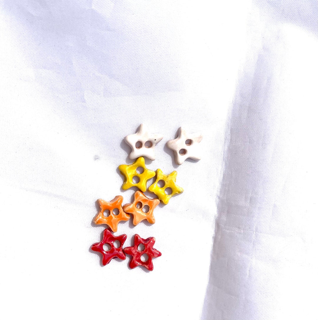 1/2" Small Yellow Star Buttons - Ceramic Star Buttons - Sold as Set of ...