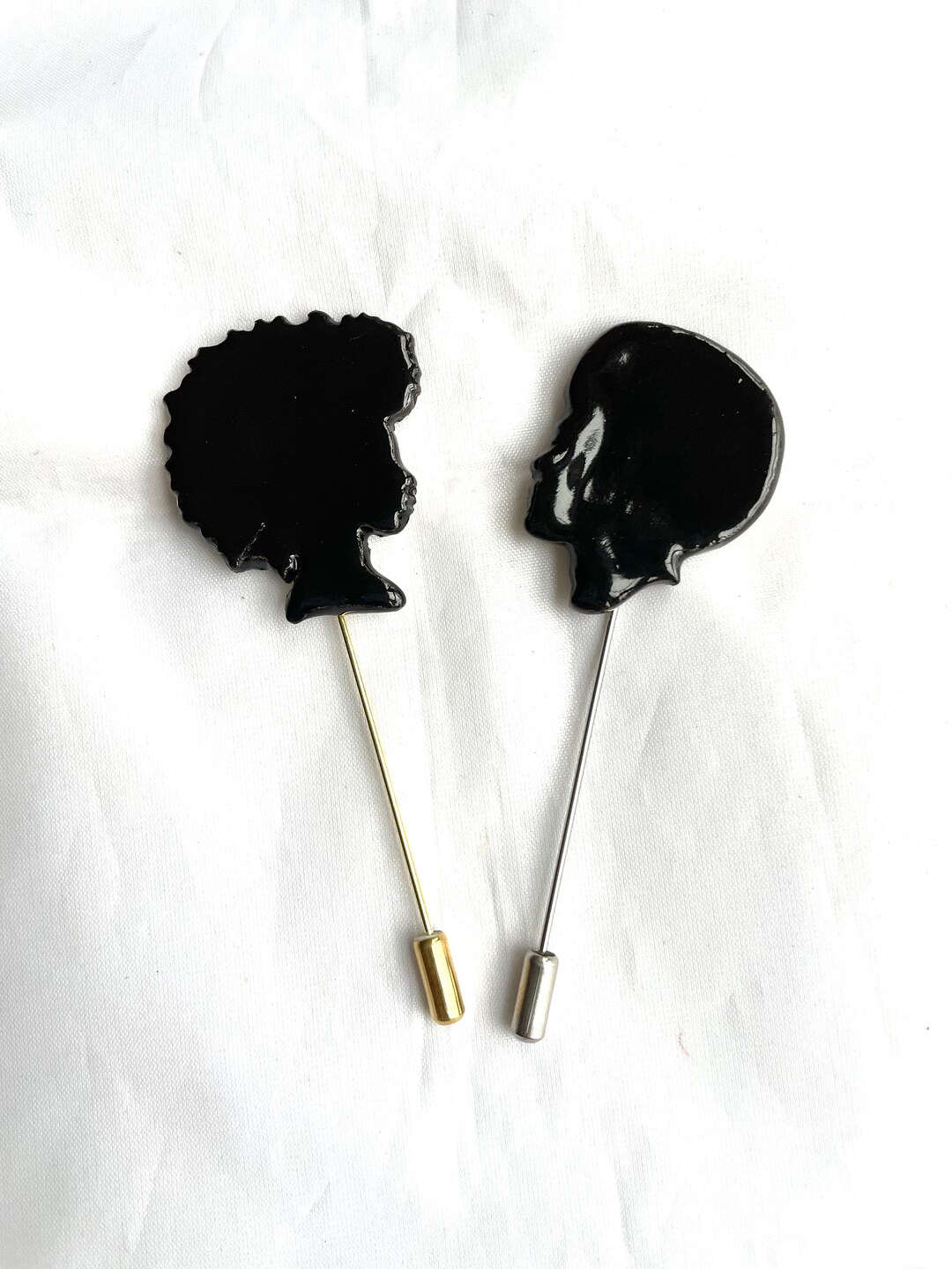 Afro Man Pin, Afro Woman Pin- African American Hat Pins - Sold ...