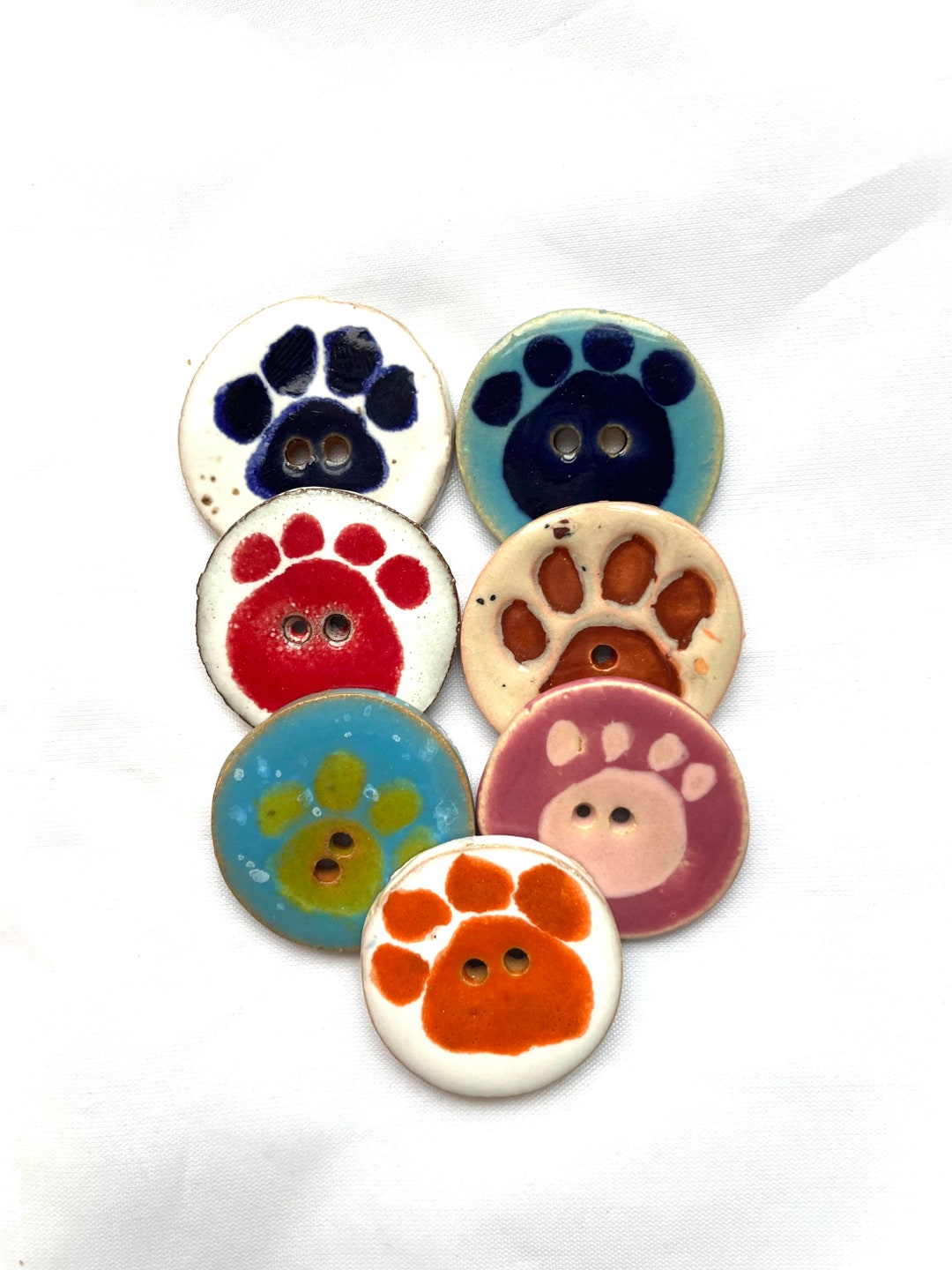 1 3/16" Paw Print Buttons - Different Colors and Sizes Available ...