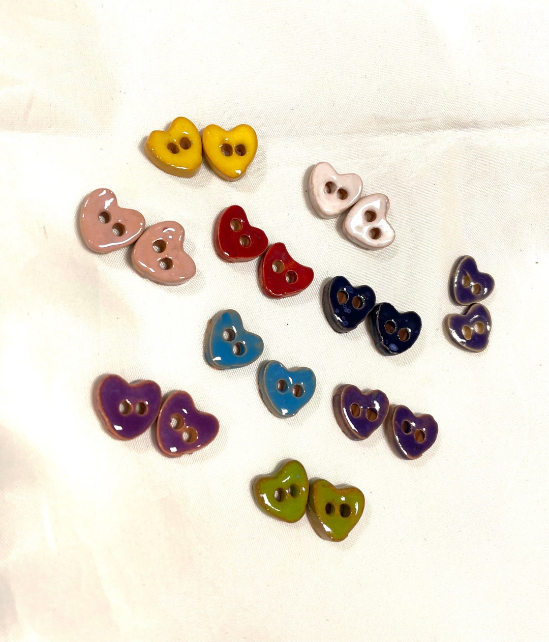 3/8" Ceramic Buttons - Heart Buttons - Mini Heart Buttons - Super Tiny ...