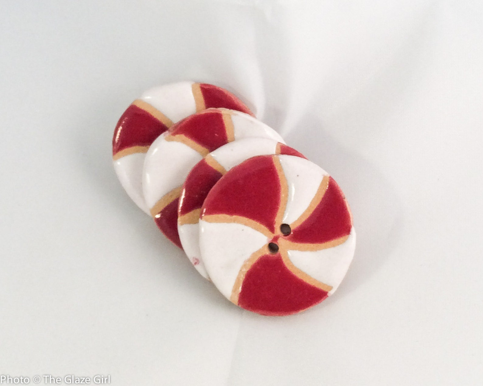 Candy Cane Buttons 1 1/8" - Peppermint Button -ceramic Buttons - Round ...