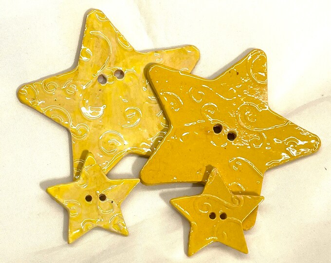 Ceramic Buttons Yellow Star Buttons With Twirl Texture Sold ...