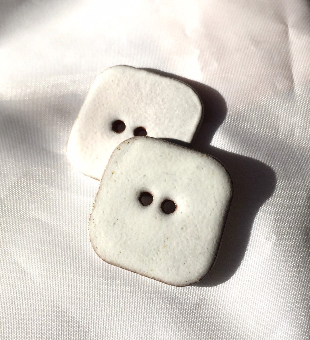 1 1/8" White Square Buttons - Ceramic Buttons - Square Buttons - White ...