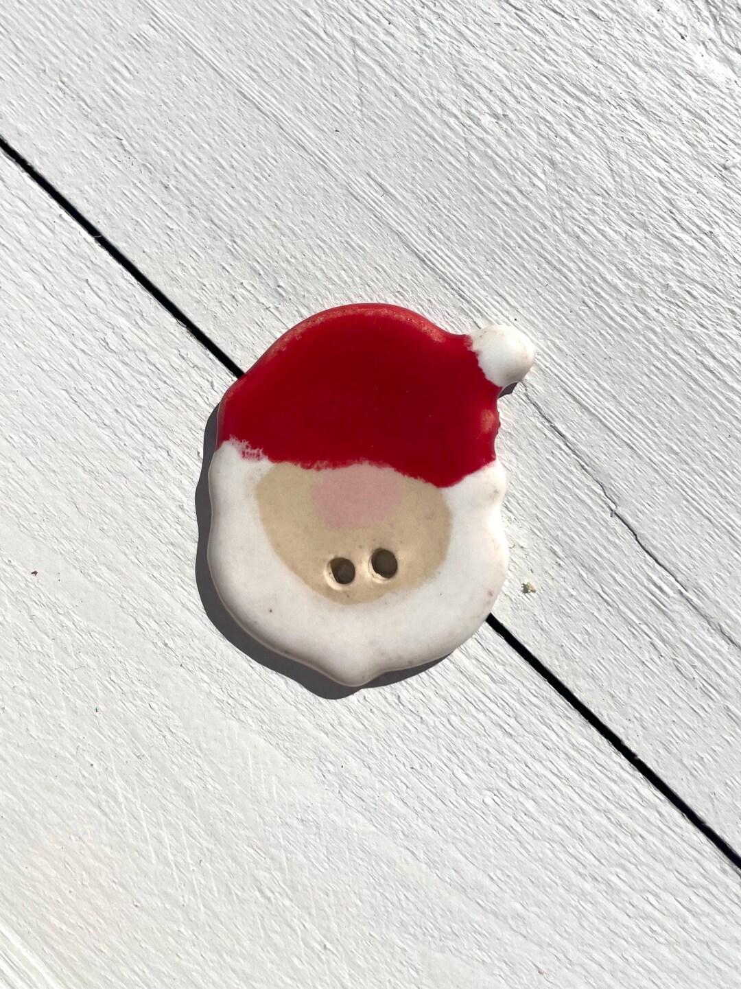 Santa Button, Holiday Button, Christmas Button, Ceramic Button - Sold ...