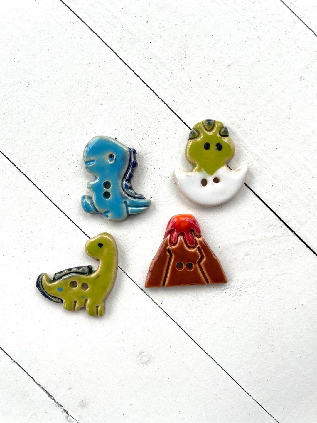 Dinosaur Buttons - Ceramic Buttons - Volcano Buttons - Different ...