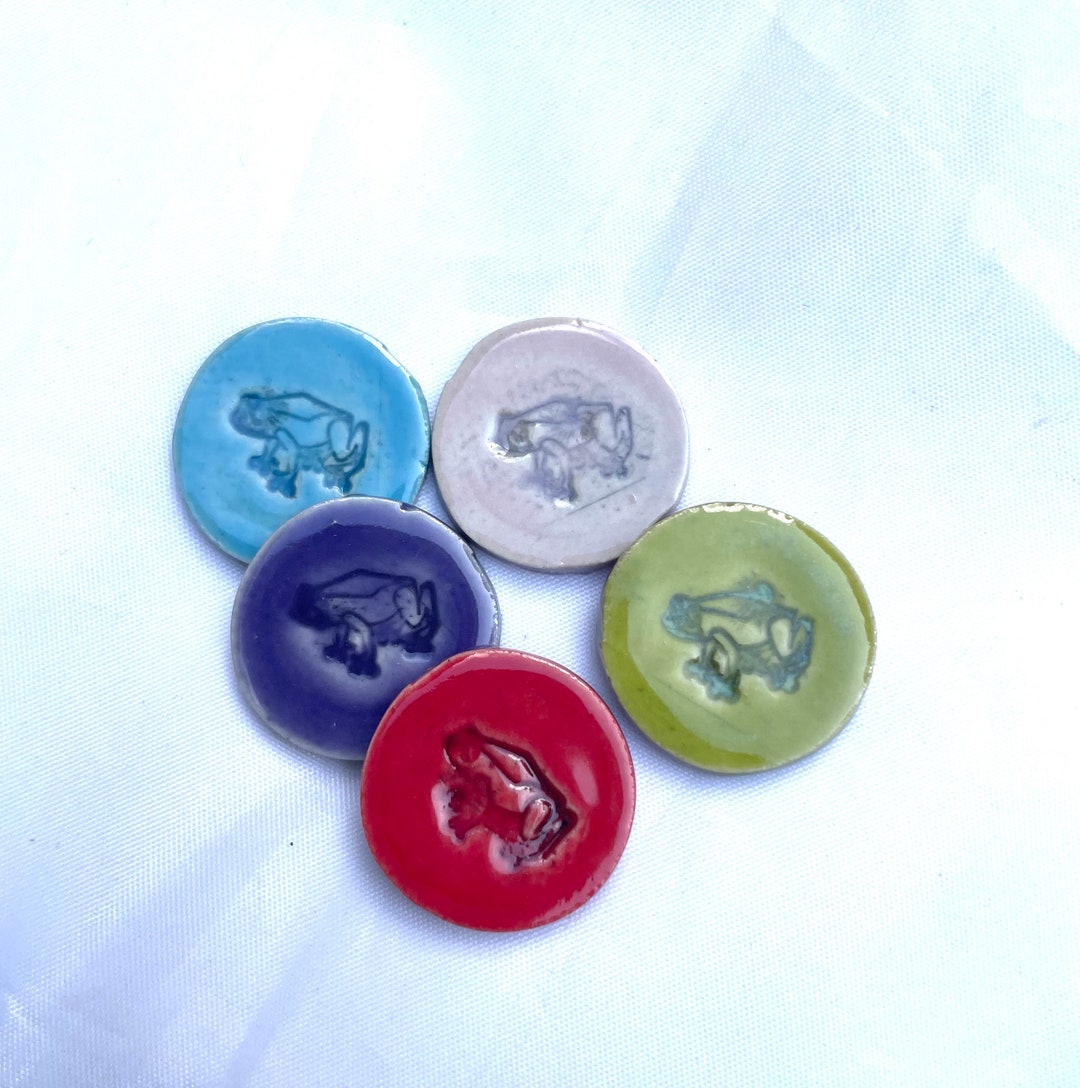 3/4" Frog Design Buttons Round With Button Back Ceramic Buttons - Round ...