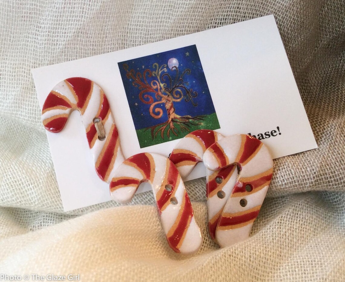 Sale: Candy Cane Buttons Christmas Buttons Winter Buttons - Etsy