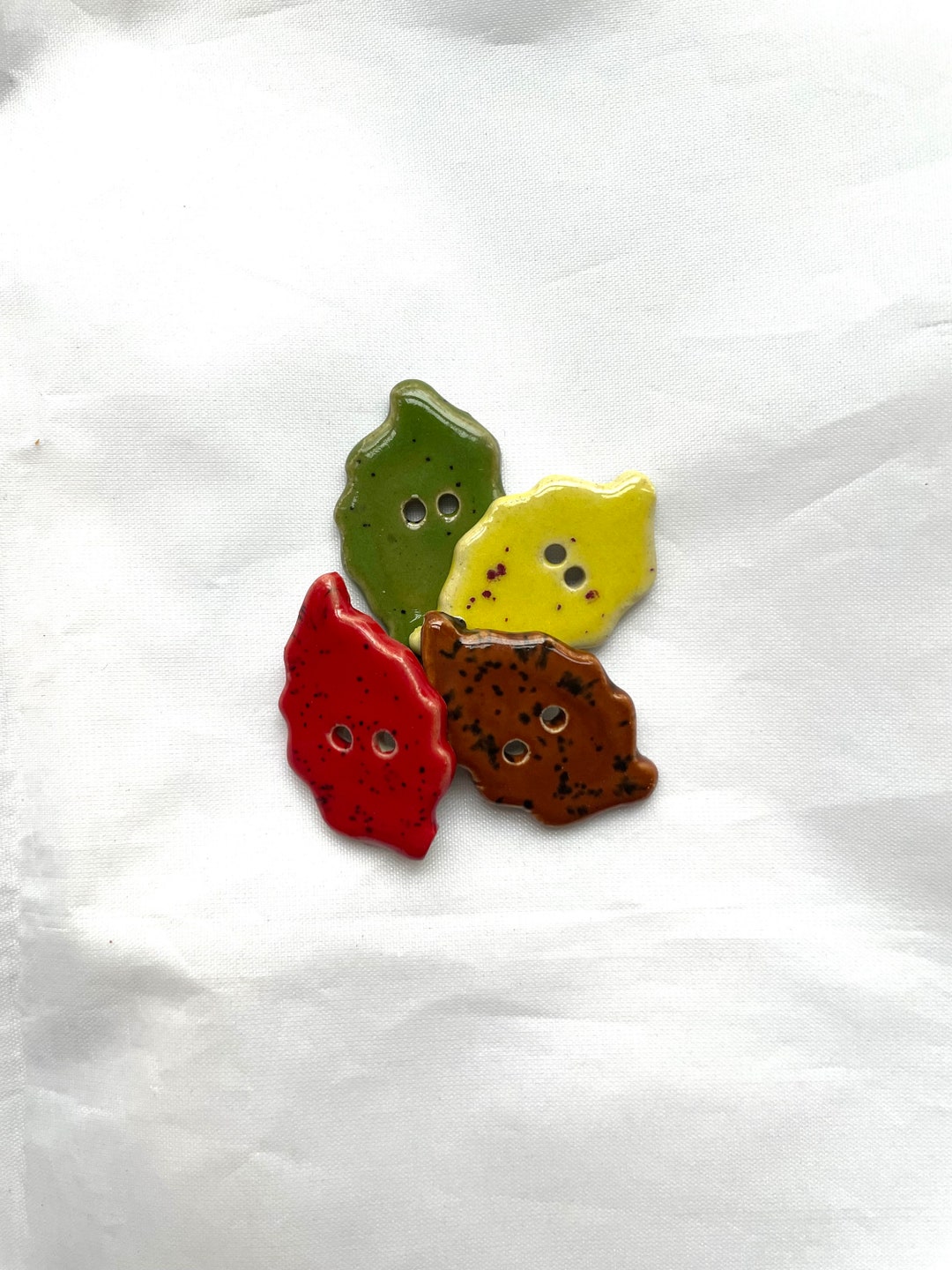 Ceramic Button - Scalloped Leaf Button - Fall Button - Sold ...