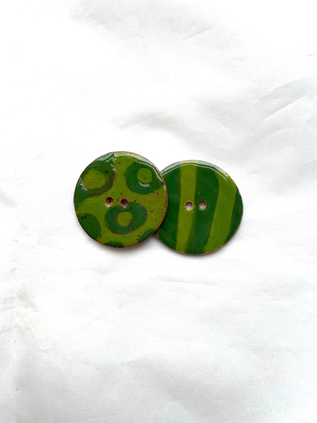 1 1/4" Green Round Buttons - Ceramic Buttons - Round Buttons - Green ...