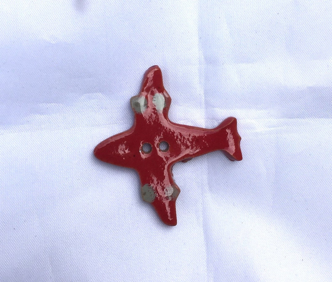 Ceramic Buttons Airplane Button Red Airplane Button - Etsy