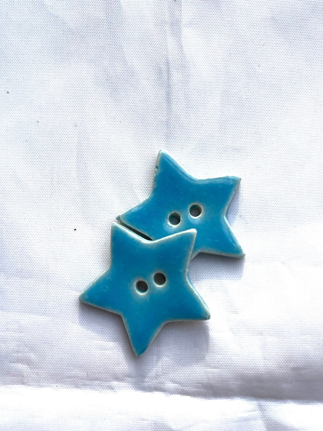 1 1/8" Small Light Blue Star Buttons - Ceramic Star Buttons - Sold as ...