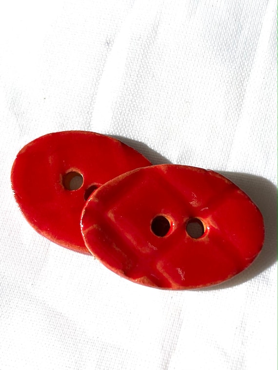 7/8 Red Oval Ceramic Buttons Oval Buttons Red Oval - Etsy