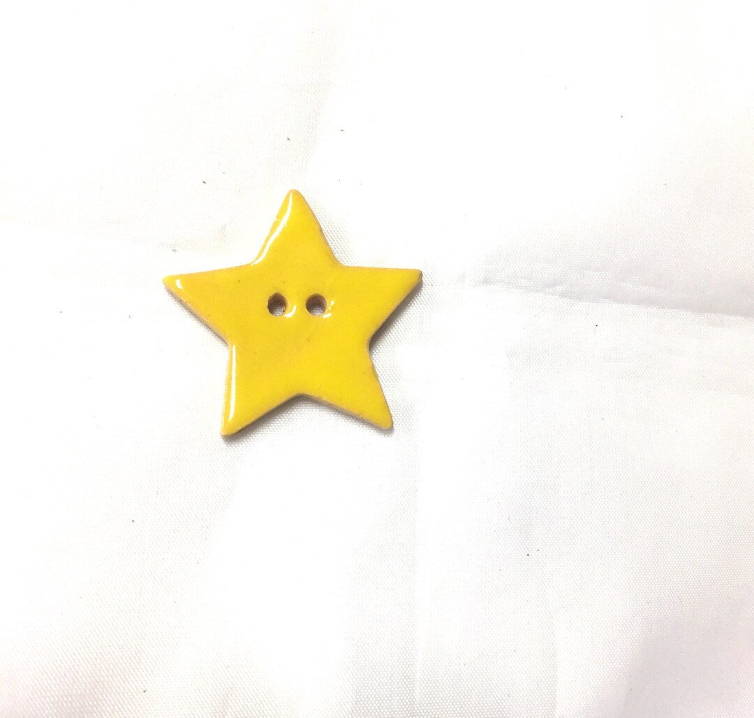 1 5/16” Large Yellow Star Buttons - Ceramic Buttons - Ceramic Star ...