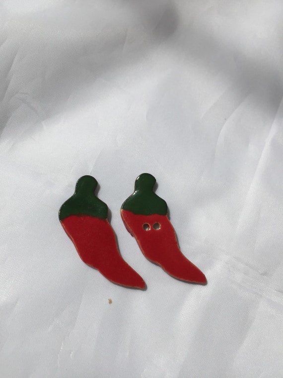 Ceramic Buttons Chilli Pepper Button or Pin sold | Etsy