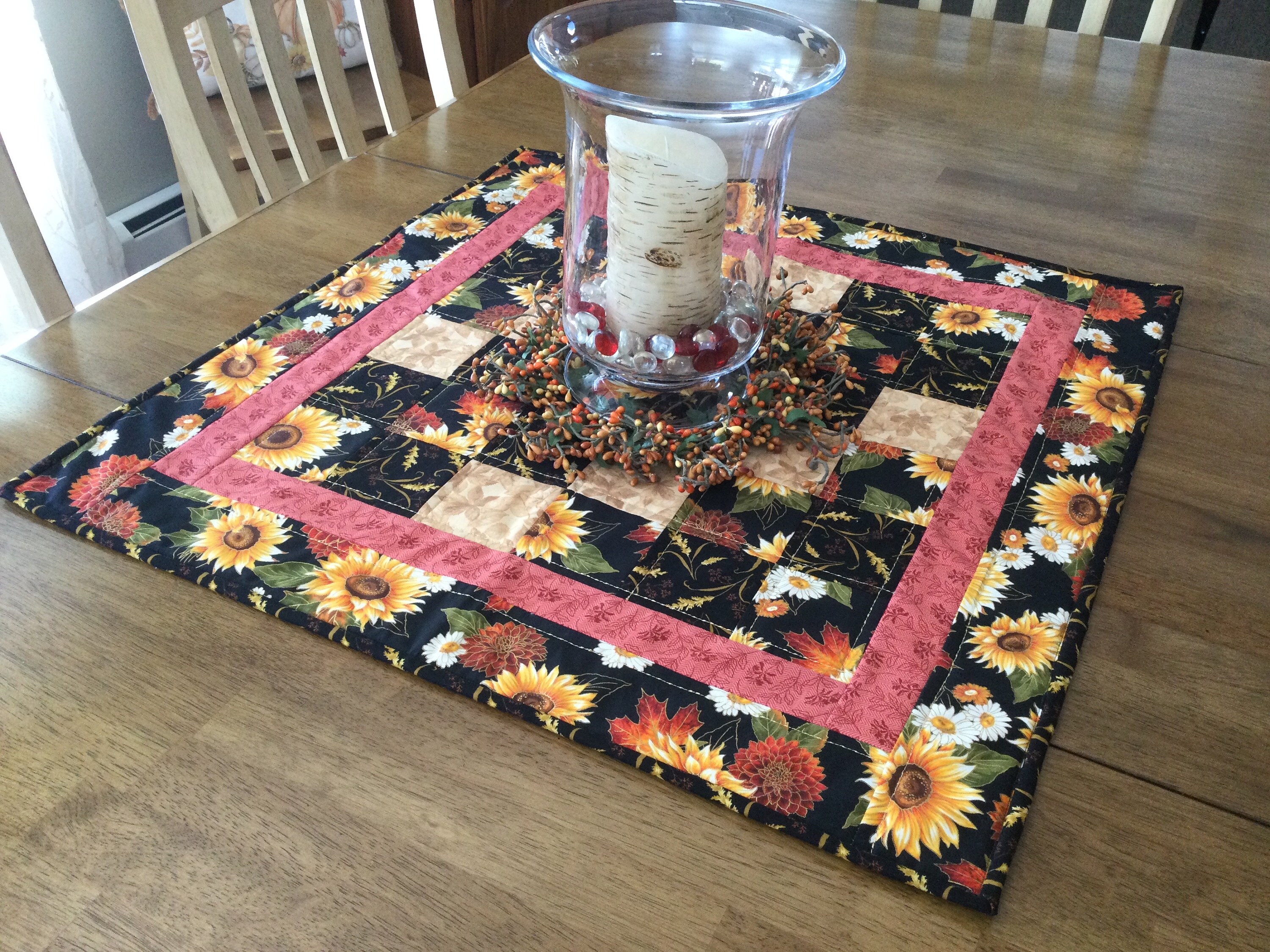 Quilted Fall Table Topper Table Topper Sunflower Table - Etsy