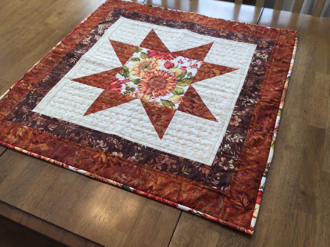 Quilted Fall Table Topper, Table Topper, Sunflower Table Topper ...