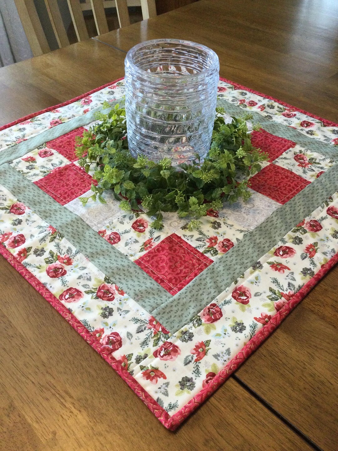 Quilted Table Topper, Table Topper, Quilted Table Runner, Floral Table ...