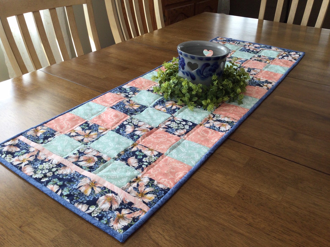 Table Runner, Quilted Table Runner, Spring Quilted Table Runner, Spring ...