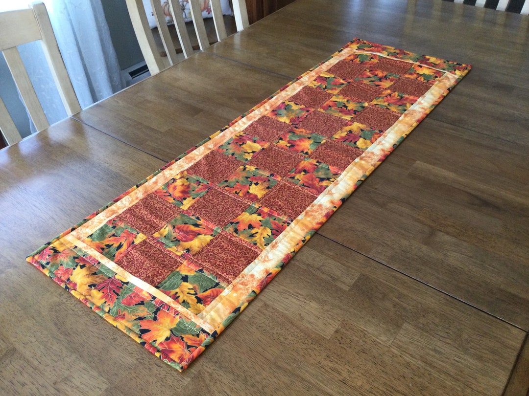 Quilted Table Runner, Quilted Fall Table Runner, Table Runner, Fall Table Runner, Autumn Table ...
