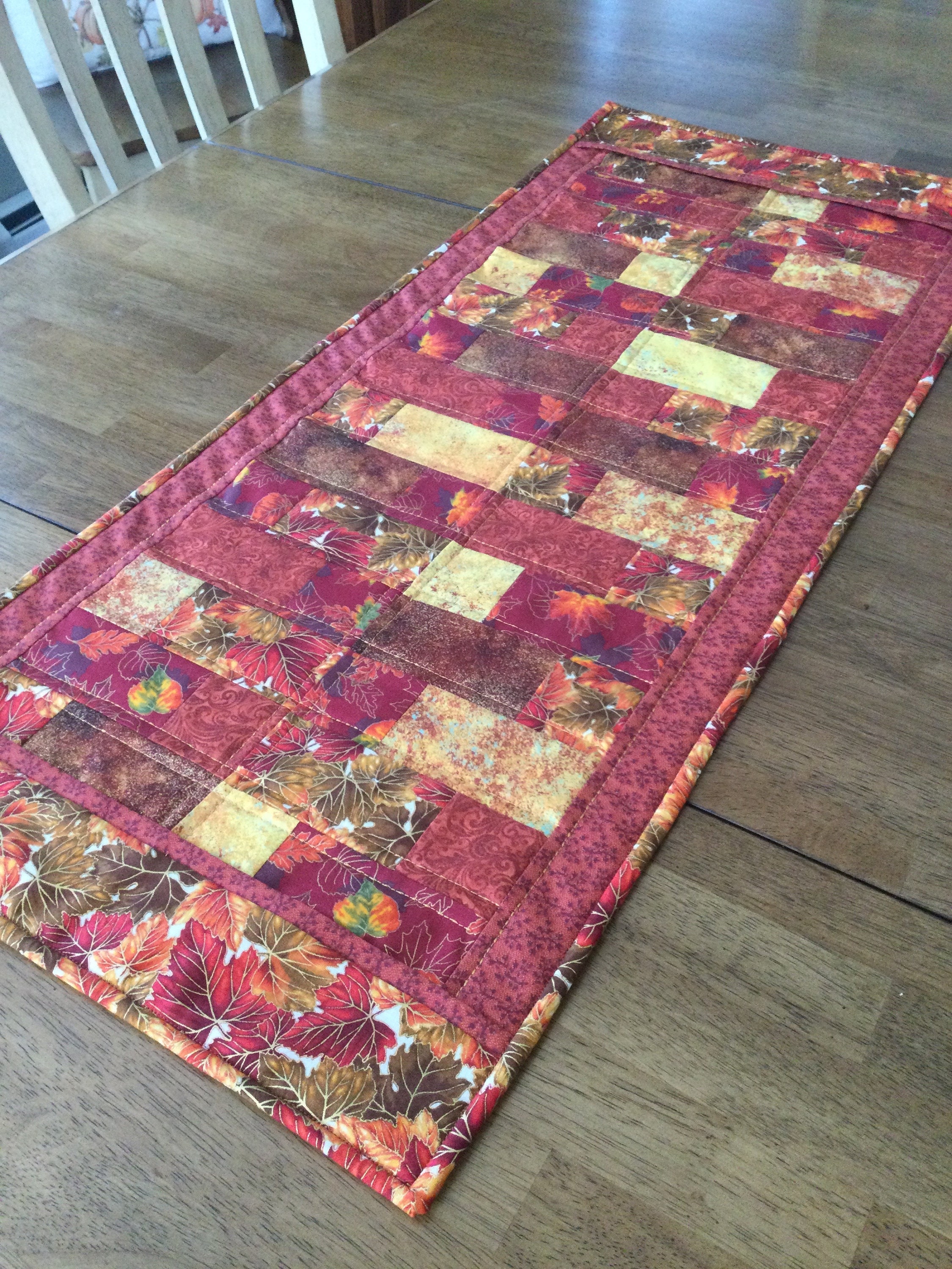Quilted Table Runner, Quilted Fall Table Runner, Table Runner, Fall Table Runner, Autumn Table ...