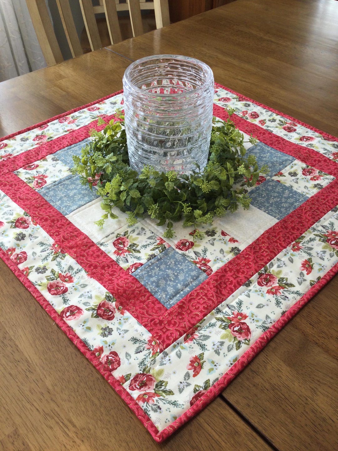 Quilted Table Topper, Table Topper, Quilted Table Runner, Floral Table ...