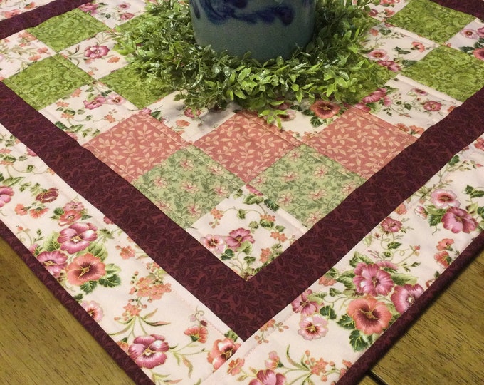 Quilted Table Topper, Spring Table Topper, Quilted Spring Table Runner ...