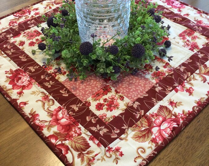 Quilted Table Topper, Table Topper, Quilted Table Runner, Floral Table ...