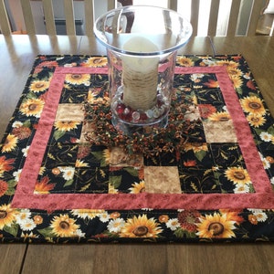 Quilted Fall Table Topper Table Topper Sunflower Table - Etsy