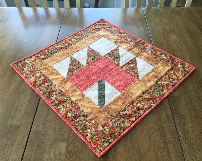 Quilted Fall Table Topper, Fall Table Topper, Quilted Table Topper, Quilted Maple Leaf Pattern ...