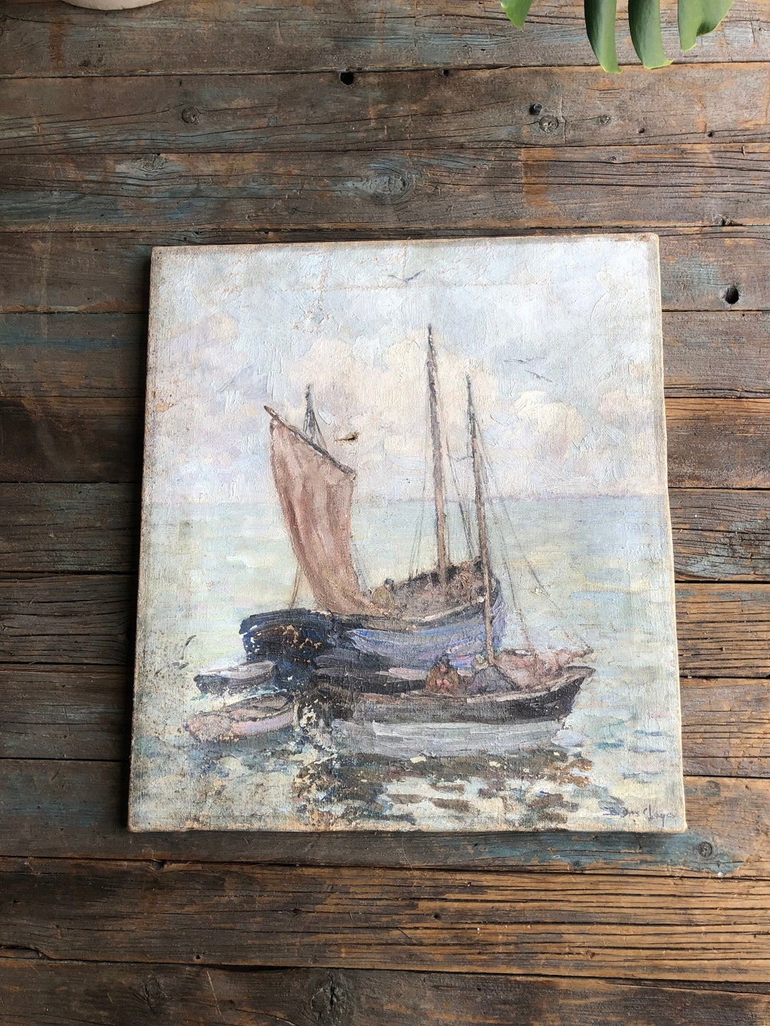 Original Berthe Des Clayes Maritime Oil Painting Antique Oil Painting ...