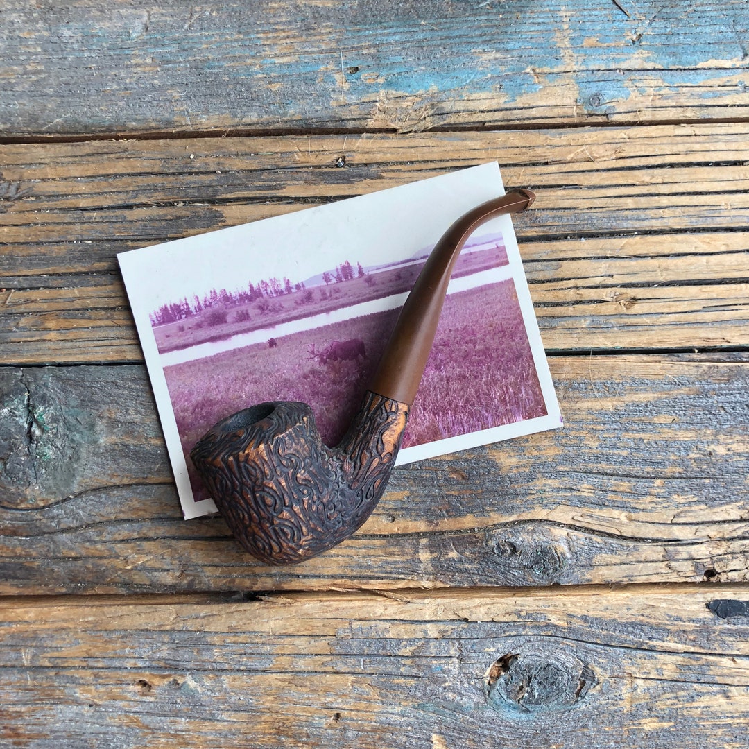 Briar Smoking Pipe , Bent Volcano Pipe With Artistic Wood Burned Design ...