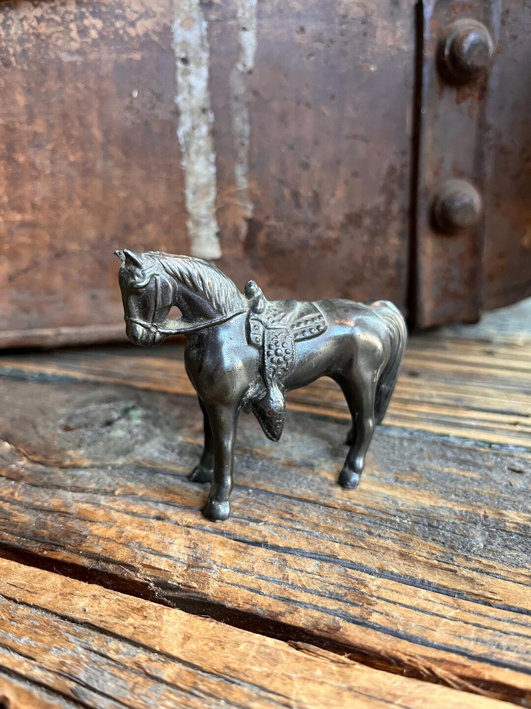 Vintage Cast Metal Horse, Small Western Pony Figurine , Horse ...