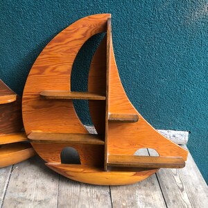 Mid Century Sailboat Wall Shelf Set of Two , Nautical Decor , Wooden ...