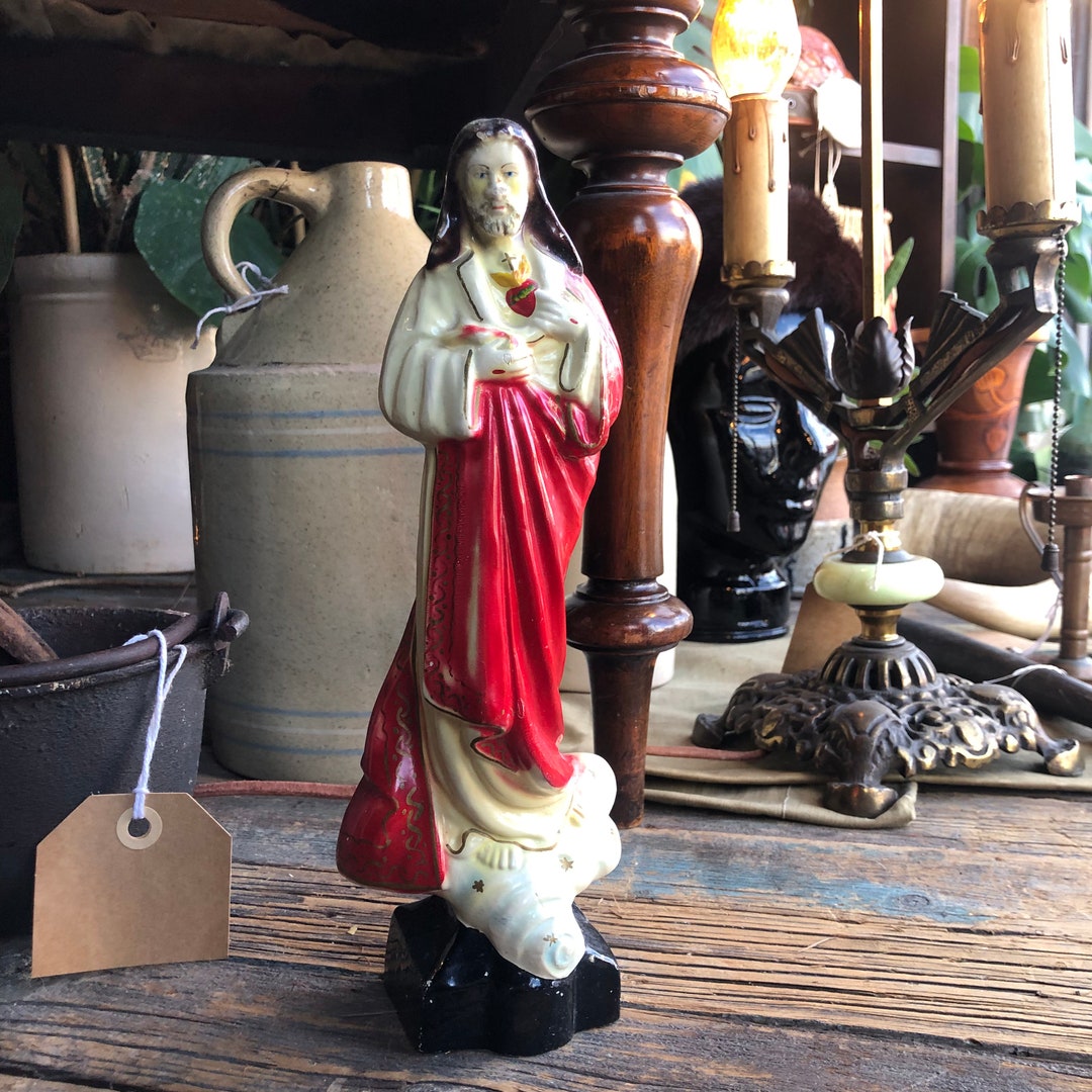 Sacred Heart of Jesus Figurine , Ceramic Jesus Statue , Religious Decor ...