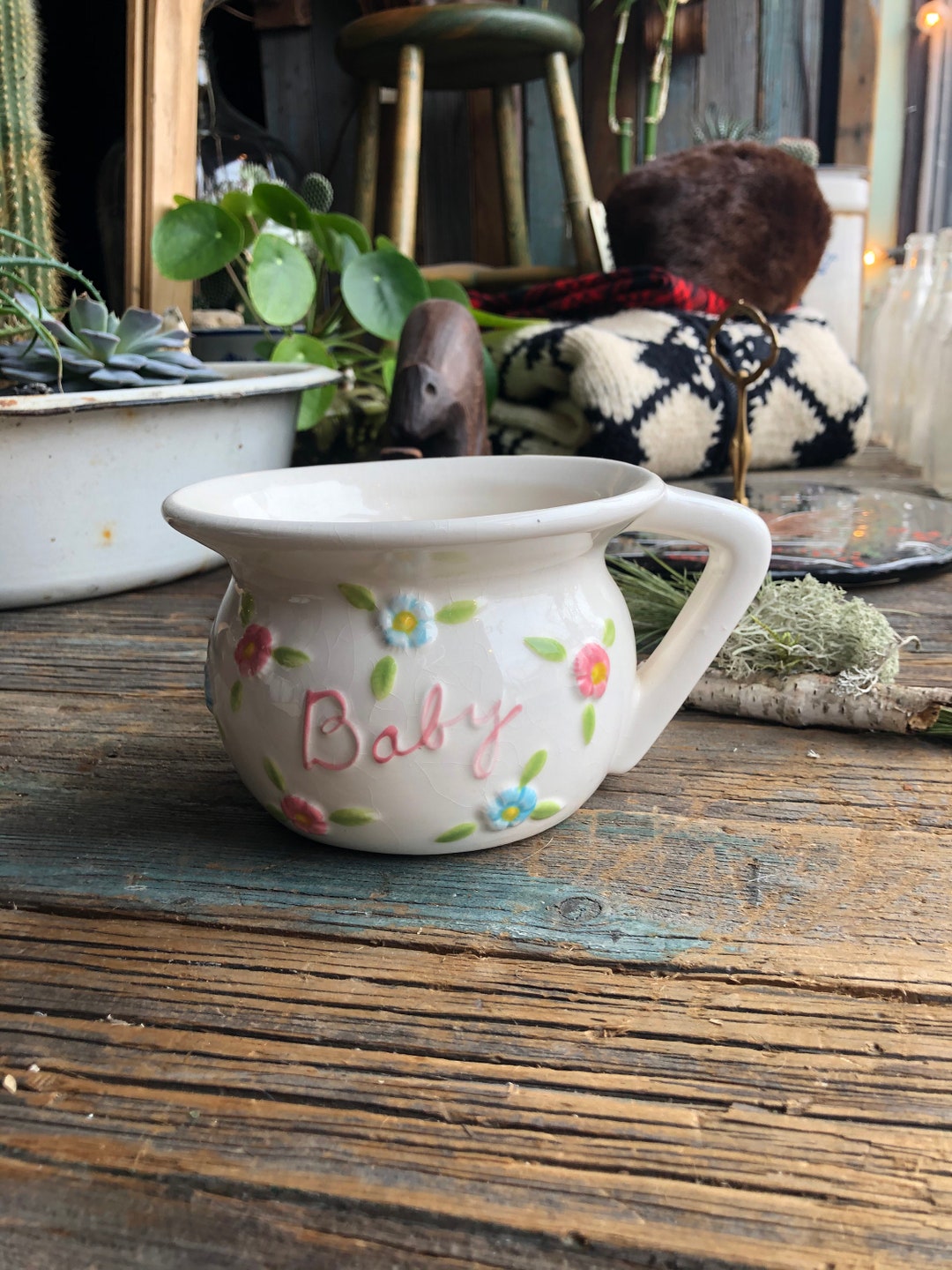 Antique Ironstone Chamber Pot , Baby Chamber Pot , Ceramic Planter ...