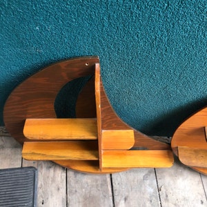 Mid Century Sailboat Wall Shelf Set of Two , Nautical Decor , Wooden ...