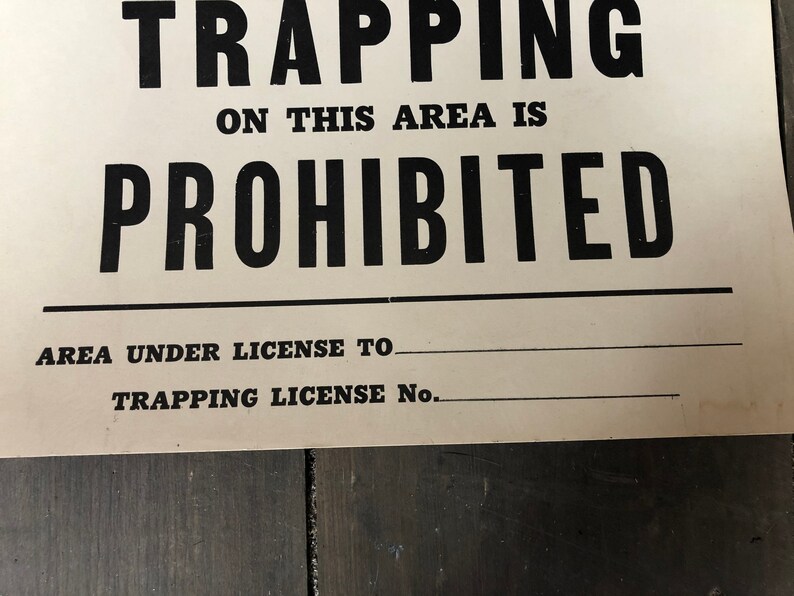 Trapping Prohibited Sign Hunting Sign Vintage Sign | Etsy