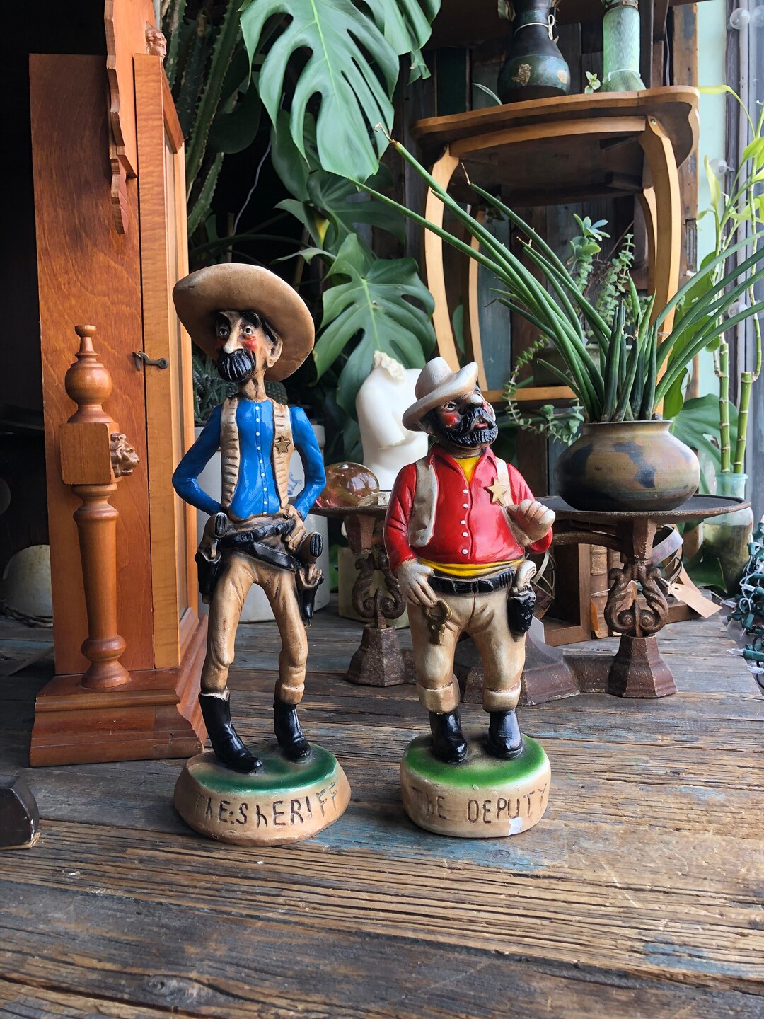 Chalkware Sheriff and Deputy 1940s E J Borman Retro Chalkware Western ...
