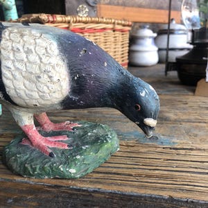 Concrete Painted Pigeon Figurine , Vintage Pigeon , Garden Decor , Bird ...