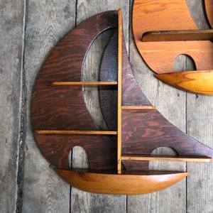 Mid Century Sailboat Wall Shelf Set of Two , Nautical Decor , Wooden ...