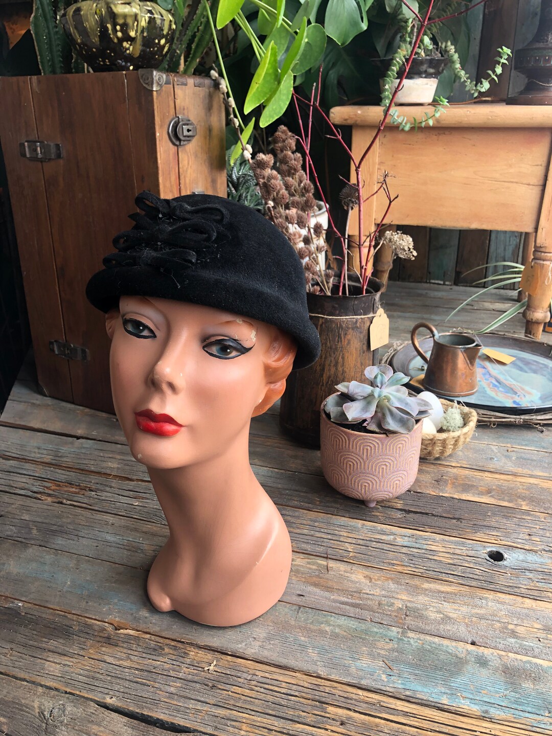 Velour Felt Bowler Hat Black Bowler Hat 1950s Women's Hat Women's ...